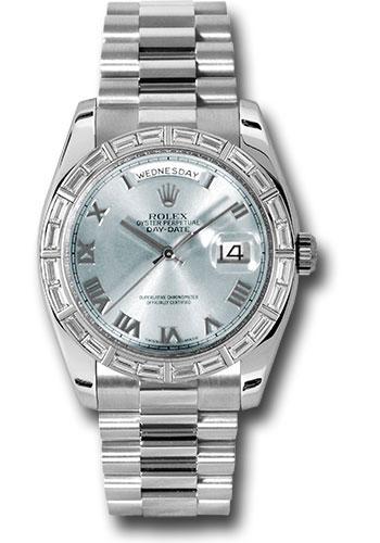 Rolex Platinum Day-Date 36 Watch - Bezel - Glacier Blue Roman Dial - P