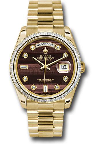 Rolex Yellow Gold Day-Date 36 Watch - Bezel - Bulls Eye Diamond Dial