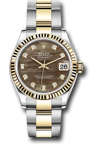 Rolex Steel and Yellow Gold Datejust 31 Watch - Fluted Bezel - Dark Mo