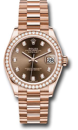 Rolex Everose Gold Datejust 31 Watch - Diamond Bezel - Chocolate Diamo
