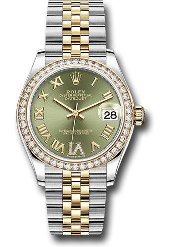 Rolex Steel and Yellow Gold Datejust 31 Watch - Diamond Bezel - Olive