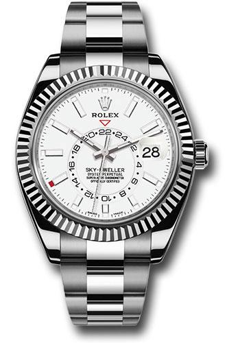 Rolex White Rolesor Sky-Dweller Watch - White Index Dial - Oyster Brac